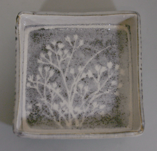 Japanese pottery Nezumi Shino Square dish by Ito Kenichi
