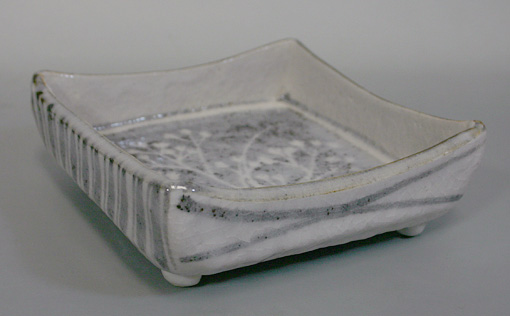 Japanese pottery Nezumi Shino Square dish by Ito Kenichi
