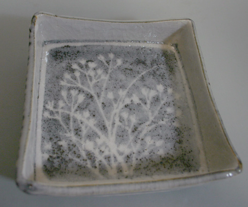 Japanese pottery Nezumi Shino Square dish by Ito Kenichi