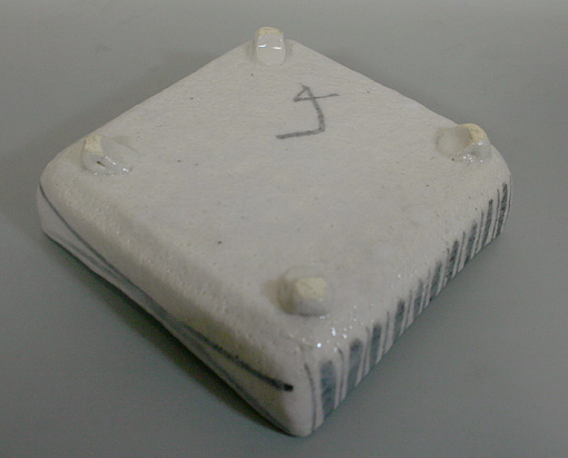 Japanese pottery Nezumi Shino Square dish by Ito Kenichi
