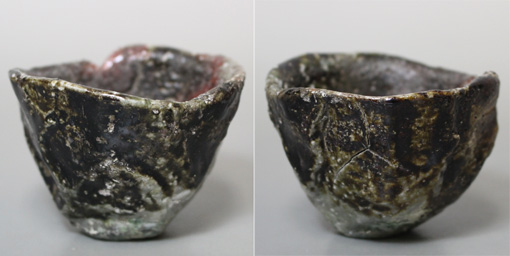 Japanese pottery - Tanba (Tamba) guinomi sake cup